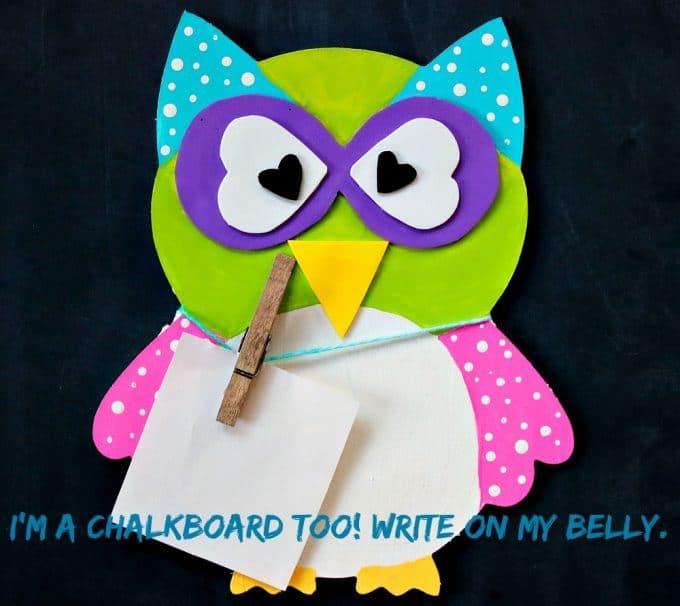 Chalkboard Owl Craft for Kids - A cute Note Holder!