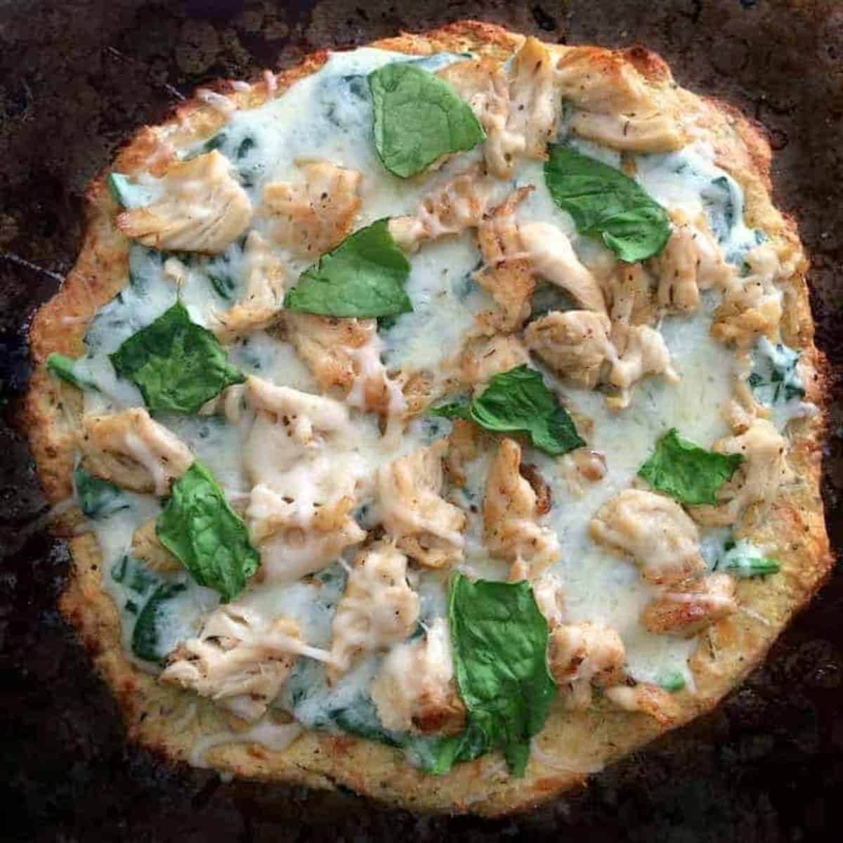 Keto Pizza Grilled Chicken Spinach Only 2 5 NET Carbs